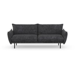 3-Sitzer Home Affaire "Stine", grau (anthrazit), B:226cm H:86cm T:86cm, Struktur (100% Polyester);Struktur weich (85% Polyester/15% Nylon);Samtoptik (100% Polyester), Sofas, Besonderes Design durch Kissenoptik und Keder, by Morten Georgsen