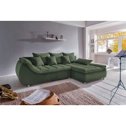 Ecksofa Home Affaire "Imola, bequem, aktuelle Steppung im Sitz, L-Form, Breite 270cm", gr&uuml;n (dunkelgr&uuml;n), B:270cm H:90cm T:170cm, Microfaser PRIMABELLE (100% Polyester) / Struktur (82% Polyester, 9% Viscose, 7% Baumwolle, 2% Nylon);Kunstleder SOFTLUX / Struktur (82% Polyester, 9% Viscose, 7% Baumwolle, 2% Nylon), Sofas, Ecksofa, wahlweise mit Bettfunktion, Topseller