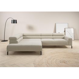 Ecksofa Home Affaire "Antonelli, L-Form, inkl. Kopfteilverstellung, Breite 312 cm", beige (natur), B:312cm H:71cm T:219cm, 95% Polyester, 5% Nylon, Sofas, Ecksofa, ohne Sitztiefenverstellung, in Cord, natur