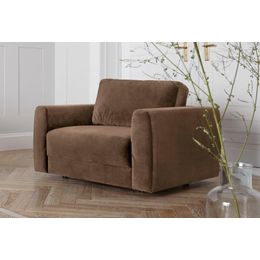 Sessel Home Affaire "Hobro Loungesessel", braun, B:109cm H:60cm T:102cm, Luxus-Microfaser Lederoptik (100% Polyester);Struktur grob (100% Polyester);Samtoptik (100% Polyester), Sessel, Sessel, in 3 Bezugsqualit&auml;ten in vielen Farben, Design by Morten Georgsen