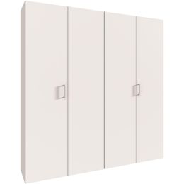 Kleiderschrank WIMEX "Mugano,in 3 Breiten, 2 Tiefen, viele Farben, Made in Germany", weiß (weiß, griffe alufarben), Schränke, Weiß, B/H/T: 160cm x 185cm x 54cm, Ohne Spiegel, Premium, Holzwerkstoff, Kleiderschrank, mit langen oder kurzen Griffen aus Metall, mit oder ohne Spiegel, B:160cm H:185cm T:54cm