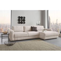 Ecksofa Home Affaire "Bloomfield, elegant, viel Platz, Mega Couch, Breite 303cm, L-Form", beige, B:303cm H:84cm T:176cm, 92% Polyester 8% Nylon, Sofas, Ecksofa, extra tiefe Sitzfl&auml;che, wahlweise mit Sitztiefenverstellung