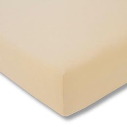 Bettlaken Estella "Zwirnjersey", beige (natur), B:150cm L:200cm, Jersey-Elasthan, Obermaterial: 97% Baumwolle, 3% Elasthan, Bettlaken, Bettlaken, langlebig, temperaturausgleichend, Bettlaken, Spannbetttuch