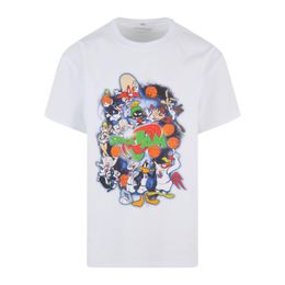 T-Shirt "Upscale by Mister Tee Herren Space Jam Teamwork Oversize Tee", Damen, Gr. M, weiß, 100% Baumwolle, UPSCALE BY MISTER TEE, bedruckt, oversize, Rundhals, Shirts T-Shirt