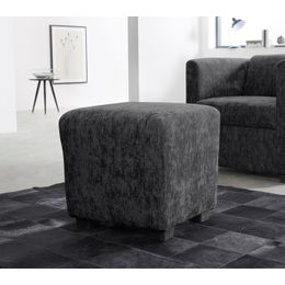 Hocker Home Affaire "Bob", grau (anthrazit), B:46cm H:43cm T:46cm, Luxus-Microfaser (92% Polyester, 8% Nylon);Struktur fein ( 100% Polyester);Struktur in Chenille-Optik (30% Polyester, 70% Polyacryl);Chenillestruktur (40% Polyester, 60% Polyacryl), Hocker, Polsterhocker