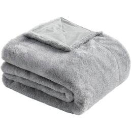 Wohndecke Bugatti "Bugatti Wohndecke Felloptik", grau (hellgrau), B:150cm L:200cm, Polyester, Wohndecken, Wohndecke, besonders weich