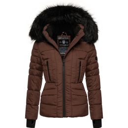 Steppjacke Navahoo "Adele", Damen, Gr. XL (42), braun (dunkelbraun), Obermaterial: 100% Polyester; Futter: 100% Polyester; Wattierung: 100% Polyester; Ärmelfutter: 100% Polyester; Kunstpelz: 90% Polyacryl, 10% Polyester, figurbetont Po-bedeckend, Ärmel ohne Ärmelschlitz Rippstrickbündchen kontrastfarben,mit Daumenlöchern,mit Reißverschluss, Jacken Steppjacke, hochwertige Winterjacke mit edler Kuns
