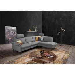 Ecksofa Home Affaire "Sarsina: mit Tonnentaschen-Federkern, perfekt zum Entspannen L-Form", grau (anthrazit), B:265cm H:85cm T:223cm, 94% Polyester, 6% Nylon, Sofas, Ecksofa, inklusive 2 motorischen Relaxfunktionen mit Herz-Waage-Beschlag