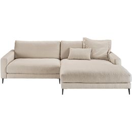 Ecksofa Home Affaire "Downtown, B/T/H: 272/190/84 cm L-Form", beige (natur), B:272cm H:84cm T:190cm, 96% Polyester, 4% Polyacry, Sofas, Ecksofa, weicher Sitzkomfort auch in Cord und Boucl&eacute;, incl. Zierkissen