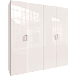 Kleiderschrank WIMEX "Mugano,in 3 Breiten, 2 Tiefen, viele Farben, Made in Germany", front hochglanz lack weiß, korpus weiß, griffe schwarz, Schränke, Weiß, B/H/T: 160cm x 185cm x 54cm, Ohne Spiegel, Premium, Holzwerkstoff, Kleiderschrank, mit langen oder kurzen Griffen aus Metall, mit oder ohne Spiegel, B:160cm H:185cm T:54cm