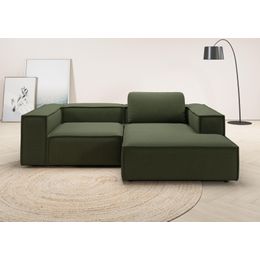 Ecksofa Home Affaire "Watertown, kompakte L-Form, 246 cm breite f&uuml;r kleinere R&auml;ume", gr&uuml;n (oliv), B:246cm H:68cm T:171cm, 100% Polyester, Sofas, Ecksofa, modernes Ecksofa mit Feincordbezug, platzsparend & bequem