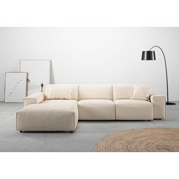 Ecksofa Home Affaire "Glimminge auch in Breitcord, Feincord, Boucl&eacute; + Easy care-Bezug", beige (natur), B:294cm H:71cm T:191cm, 100% Polyester, Sofas, Ecksofa, L-Form, Breite 294, Zierkissen