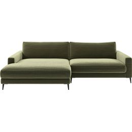 Ecksofa Home Affaire "Downtown, B/T/H: 272/190/84 cm L-Form", gr&uuml;n (oliv), B:272cm H:84cm T:190cm, 100% Polyester, Sofas, Ecksofa, weicher Sitzkomfort auch in Cord und Boucl&eacute;, incl. Zierkissen