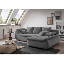 Ecksofa Home Affaire "Imola, bequem, aktuelle Steppung im Sitz, L-Form, Breite 270cm", grau, B:270cm H:90cm T:170cm, Microfaser PRIMABELLE (100% Polyester) / Struktur (82% Polyester, 9% Viscose, 7% Baumwolle, 2% Nylon);Kunstleder SOFTLUX / Struktur (82% Polyester, 9% Viscose, 7% Baumwolle, 2% Nylon), Sofas, Ecksofa, wahlweise mit Bettfunktion, Topseller