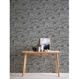 A.S. Cr&eacute;ation Vliestapete A.S. CR&Eacute;ATION "Casual Living florale Tapete Mustertapete Bl&auml;tter Blattmuster", schwarz (anthrazit,grau,silber), B:0,53m H:0,02m L:10,05m, Vlies, Tapeten, Vliestapete Bl&auml;ttertapete f&uuml;r Schlafzimmer K&uuml;che Wohnzimmer Floral
