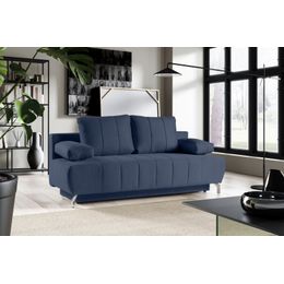 Schlafsofa WERK2 "Troya Bettsofa mit Bettkasten und Federkern, Breite 210cm", blau (dunkelblau), B:210cm H:95cm T:95cm, 100% Polyester, Sofas, Schlafsofa, 2-Sitzer Sofa und Schlafcouch mit Federkern & Bettkasten