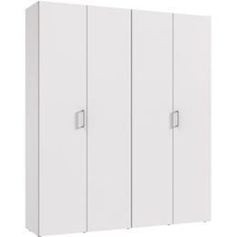 Kleiderschrank wimex "Mugano,in 3 Breiten, 2 Tiefen, viele Farben, Made in Germany", weiß, griffe alufarben, Schränke, Weiß, B/H/T: 160cm x 185cm x 40cm, Ohne Spiegel, Basic, Holzwerkstoff, Kleiderschrank, mit langen oder kurzen Griffen aus Metall, mit oder ohne Spiegel, B:160cm H:185cm T:40cm