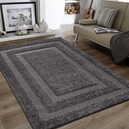Hochflor-Teppich Sanat "Luxus 3500", grau, B:80cm H:30mm L:150cm, Kunstfaser, Teppiche, robuster Langflor, weich, Wohnzimmer, Schlafzimmer