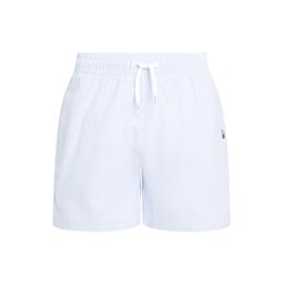 Badeshorts "MEDIUM DRAWSTRING ITHACA", Kinder, Gr. 164/170, N-Gr, blau (ithaca weiß sweet blau), Polyester, Tommy Hilfiger Swimwear, gestreift, Badehosen Badeshorts, mit Streifendesign, Logostickerei