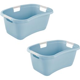 Wäschewanne KEEEPER "janne, 2er Set, Wanne mit Softgriffen, 65 x 45 x 28 cm, 50 l", nordic blau, B:45cm H:28cm T:65cm, Kunststoff, Wäschesammler, ergonomische Form, komfortable Softgriffe, Hüftstütze