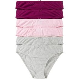 Slip bonprix, Damen, Gr. 36/38 (S), 6 Stk., lila (beere, rosa, hellgrau meliert), Obermaterial: 95% Baumwolle, 5% Elasthan, Unterhosen Slip, Slip (6er Pack)