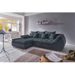 Ecksofa Home Affaire "Imola, bequem, aktuelle Steppung im Sitz, L-Form, Breite 270cm", blau (dunkelblau), B:270cm H:90cm T:170cm, Microfaser PRIMABELLE (100% Polyester) / Struktur (82% Polyester, 9% Viscose, 7% Baumwolle, 2% Nylon);Kunstleder SOFTLUX / Struktur (82% Polyester, 9% Viscose, 7% Baumwolle, 2% Nylon), Sofas, Ecksofa, wahlweise mit Bettfunktion, Topseller