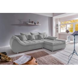 Ecksofa Home Affaire "Imola, bequem, aktuelle Steppung im Sitz, L-Form, Breite 270cm", grau, B:270cm H:90cm T:170cm, Microfaser PRIMABELLE (100% Polyester) / Struktur (82% Polyester, 9% Viscose, 7% Baumwolle, 2% Nylon);Kunstleder SOFTLUX / Struktur (82% Polyester, 9% Viscose, 7% Baumwolle, 2% Nylon), Sofas, Ecksofa, wahlweise mit Bettfunktion, Topseller