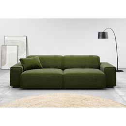 Big-Sofa Home Affaire "Glimminge auch in Breitcord, Feincord + Easy care-Bezug", gr&uuml;n (moos), B:254cm H:71cm T:101cm, 95% Polyester, 5% Nylon, Sofas, Big-Sofa, besondere Kedern&auml;hte Zierkissen