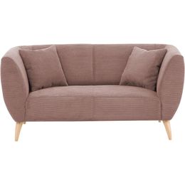 2-Sitzer Home Affaire, rosa, B:172cm H:83cm T:88cm, 100% Polyester, Sofas, zwei verschiedene Fu&szlig;farben w&auml;hlbar