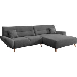 Ecksofa Home Affaire "Drago, elegant und zeitlos, komfortabel, Holzfu&szlig;, L-Form", grau (anthrazit), B:290cm H:81cm T:166cm, 100% Polyester, Sofas, Ecksofa, frei im Raum stellbar, inkl. 2 Zierkissen