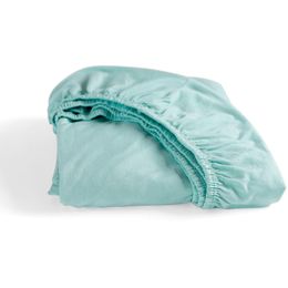 Spannbettlaken Cinderella "Jersey", blau (mineral), B:180cm, Jersey, Obermaterial: 100% Baumwolle, Bettlaken, Spannbettlaken, b&uuml;gel- und kn&ouml;tchenfrei, bis 25 cm H&ouml;he