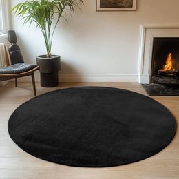 Teppich Ayyildiz Teppiche "JOY 1400", schwarz, H:11mm &Oslash;:80cm, Polyester, Teppiche, Teppich, uni Kurzflor, Wohnzimmer, viele Gr&ouml;&szlig;en