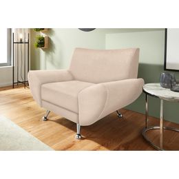 Sessel Home Affaire "Saltare elegant und komfortabel, toller Designfu&szlig;", beige (creme), B:112cm H:83cm T:82cm, Luxus-Microfaser ALCAZAR (100% Polyester);Feinstruktur (100% Polyester);Kunstleder SOFTLUX, Sessel, Sessel