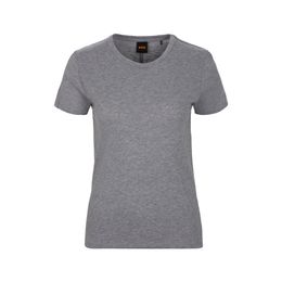 T-Shirt BOSS Orange "C_Esla", Damen, Gr. L, grau (silbergrau), Single Jersey, Obermaterial: 100% Baumwolle, Basic, regular fit normal, Rundhals, eng eingefasste Kante, Shirts T-Shirt, mit Rundhalsausschnitt