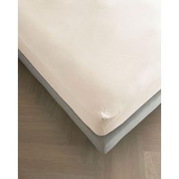 Spannbettlaken Kayori "Emma", beige (natur), B:180cm L:200cm, Mako-Satin, Obermaterial: 100% Baumwolle, Bettlaken, Spannbettlaken, 100% Baumwollsatin