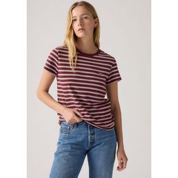 Levi's T-Shirt LEVI'S "PERFECT TEE", Damen, Gr. XS (34), trudy stripe chocola, Single Jersey, Obermaterial: 100% Baumwolle, gestreift, figurbetont normal, Rundhals, Shirts T-Shirt, mit kleiner Logo-Stickerei