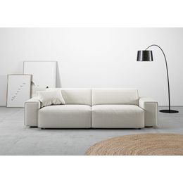 Big-Sofa Home Affaire "Glimminge auch in Breitcord, Feincord + Easy care-Bezug", silber, B:254cm H:71cm T:101cm, 100% Polyester, Sofas, Big-Sofa, besondere Kedern&auml;hte Zierkissen