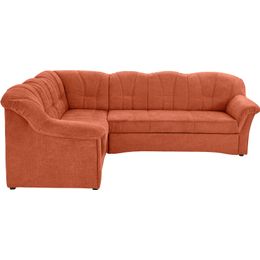 Ecksofa DOMO collection "Papenburg B/T/H: 242/190/84 cm L-Form", orange (terra), B:242cm H:84cm T:190cm, Struktur ( 90% Polyester, 10% Polyacryl);Microfaser PRIMABELLE (100% Polyester);Kunstleder SOFTLUX;Luxus-Microfaser (100% Polyester), Sofas, Ecksofa, wahlweise mit Bettfunktion, Langer Schenkel links oder rechts