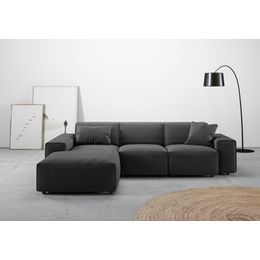 Ecksofa Home Affaire "Glimminge L-Form auch in Breitcord, Feincord + Easy care-Bezug", grau (anthrazit), B:264cm H:71cm T:191cm, 100% Polyester, Sofas, Ecksofa, Breite 264, Zierkissen