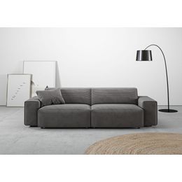 Big-Sofa Home Affaire "Glimminge auch in Breitcord, Feincord + Easy care-Bezug", grau (dunkelgrau), B:254cm H:71cm T:101cm, 12% Polyaxryl, 88% Polyester, Sofas, Big-Sofa, besondere Kedern&auml;hte Zierkissen
