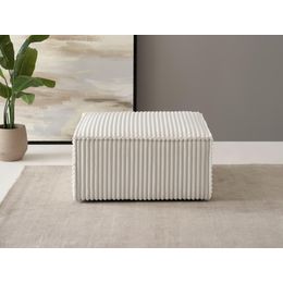 Hocker OTTO HOME "FINNLEY, Polsterhocker in Boucl&eacute;, Struktur fein u. Mega Cord verf&uuml;gbar", wei&szlig; (ivory), B:80cm H:42cm T:80cm, Bezugstoff 100% PES ;Gramatur 400g/qm +/- 5%, Hocker, Hocker, passend zum Loveseat der Serie Finnley