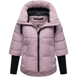 Steppjacke NAVAHOO "Lotusherz XIV", Damen, Gr. XS (34), lila (helllila), Obermaterial: 100% Polyester; Innenfutter: 100% Polyester; Wattierung: 100% Polyester; Ärmelfutter: 100% Polyester, figurumspielend hüftbedeckend, hoch geschlossener Ausschnitt, eng Rippstrickbündchen, Jacken Steppjacke, Warme gesteppte Winterjacke mit Rippstrickärmeln
