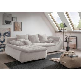 Ecksofa Home Affaire "Imola, bequem, aktuelle Steppung im Sitz, L-Form, Breite 270cm", silber, B:270cm H:90cm T:170cm, Microfaser PRIMABELLE (100% Polyester) / Struktur (82% Polyester, 9% Viscose, 7% Baumwolle, 2% Nylon);Kunstleder SOFTLUX / Struktur (82% Polyester, 9% Viscose, 7% Baumwolle, 2% Nylon), Sofas, Ecksofa, wahlweise mit Bettfunktion, Topseller