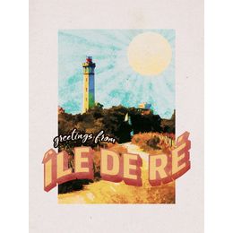 Bild Komar "Vintage Travel &Icirc;le de R&eacute;", bunt (farbe bild(er): bunt), B:30cm H:40cm, Holz, Papier, Bilder, Bild, Wandbild zur Dekoration - ohne Rahmen