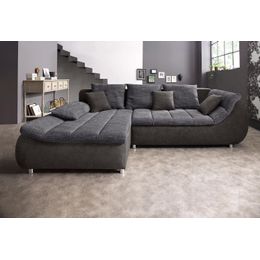 Ecksofa Home Affaire "Imola, bequem, aktuelle Steppung im Sitz, L-Form, Breite 270cm", grau (anthrazit, dunkelgrau), B:270cm H:90cm T:170cm, Microfaser PRIMABELLE (100% Polyester) / Struktur (82% Polyester, 9% Viscose, 7% Baumwolle, 2% Nylon);Kunstleder SOFTLUX / Struktur (82% Polyester, 9% Viscose, 7% Baumwolle, 2% Nylon), Sofas, Ecksofa, wahlweise mit Bettfunktion, OTTOs Choice, Topseller