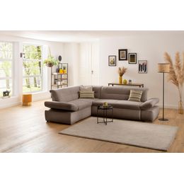 Ecksofa Home Affaire "Avesa L-Form", braun (coffee), B:275cm H:80cm T:211cm, 95% Polyester, 5% Polyacryl, Sofas, Ecksofa, Wahlweise mit Arm- und Bettfunktion, B/T/H: 275/211/80 cm