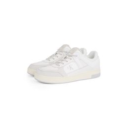 Sneaker Calvin Klein Jeans "BASKET CUP LOW LACEUP LTH MIX", Herren, Gr. 44, wei&szlig; (wei&szlig; kombiniert), Leder, Schuhe Sneaker, Basket-Sneaker, Schn&uuml;rschuh, Halbschuh, Freizeitschuh mit CK Logo