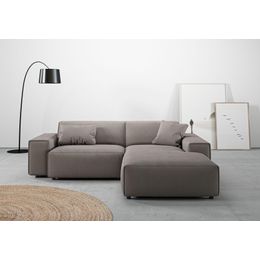 Ecksofa Home Affaire "Glimminge L-Form auch in Breitcord, Feincord + Easy care-Bezug", grau (taupe), B:234cm H:71cm T:191cm, Sofas, Ecksofa, Breite 234, Zierkissen