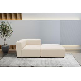Sofa-Eckelement Home Affaire "Utvik bestehend aus Eckelement und Hocker", beige (creme), B:108cm H:69cm T:206cm, 100% Polyester, Polsterelemente, als Modul oder separat verwendbar