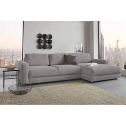 Ecksofa Home Affaire "Bloomfield, elegant, viel Platz, Mega Couch, Breite 303cm, L-Form", grau, B:303cm H:84cm T:176cm, 92% Polyester 8% Nylon, Sofas, Ecksofa, extra tiefe Sitzfl&auml;che, wahlweise mit Sitztiefenverstellung